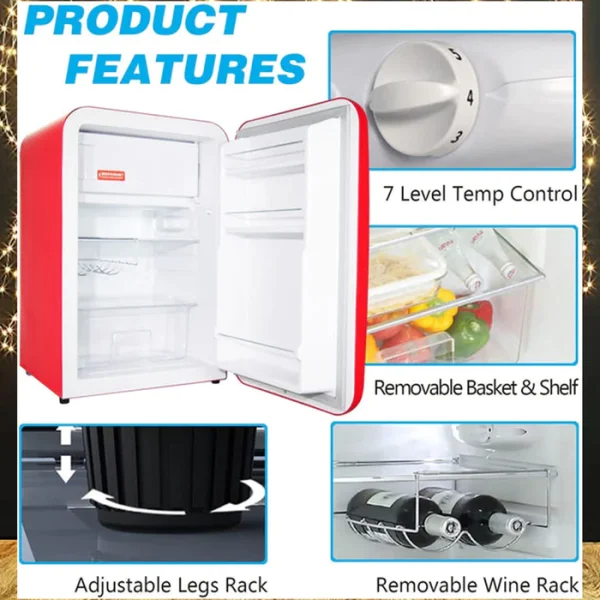 McCool 3.9cu. ft./112L Retro Fridge with Freezer box BCD-112S - McCool ...